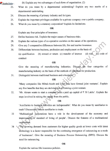 CBSE Class 11 Business Studies Sample Paper Set 7 Solved